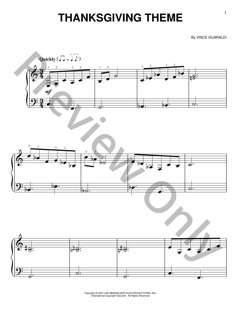 Thanksgiving Theme Easy Piano Sheet Music | J.W. Pepper