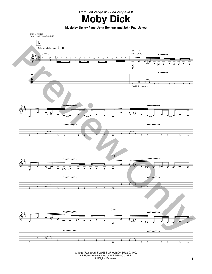Moby Dick Guitar/Fretted Sheet Music | J.W. Pepper