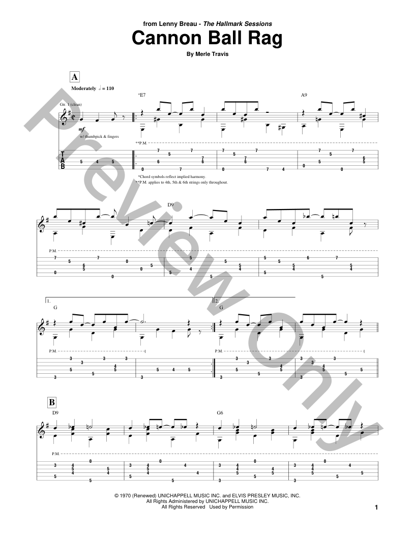 Cannon Ball Rag Guitar/Fretted Sheet Music | J.W. Pepper