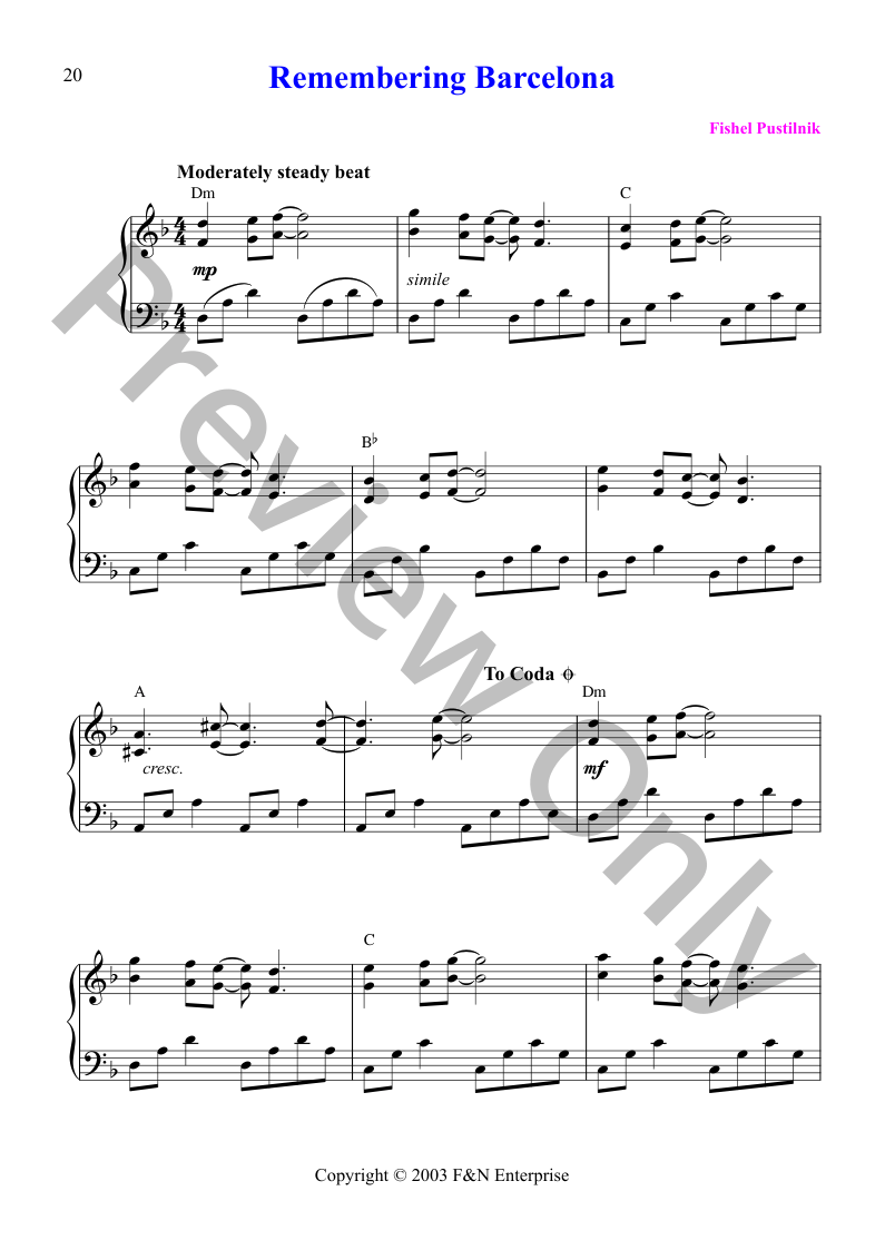 Remembering Barcelona Piano Sheet Music | J.W. Pepper