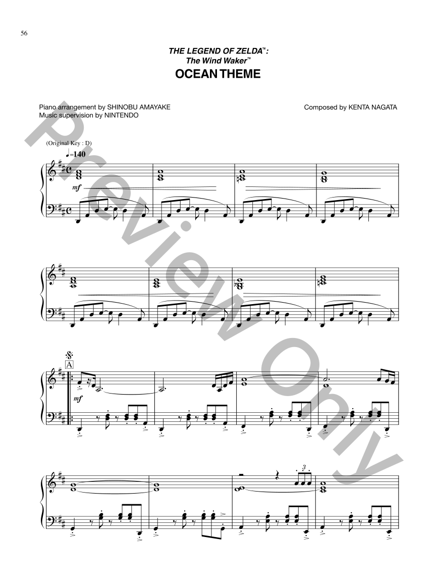 The Legend of Zelda: The Wind Waker Ocean Theme Piano Sheet Music | J.W ...