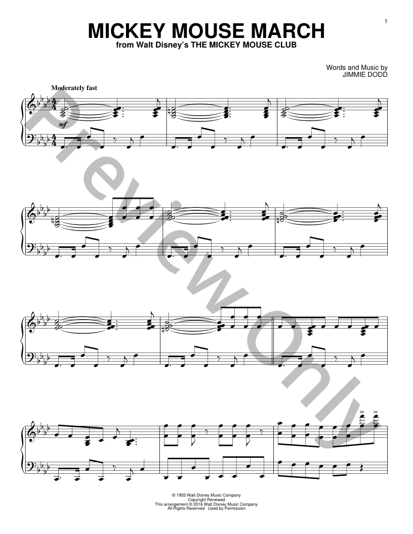 Mickey Mouse March Piano Sheet Music | J.W. Pepper