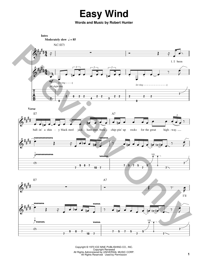 Easy Wind Guitar/Fretted Sheet Music | J.W. Pepper