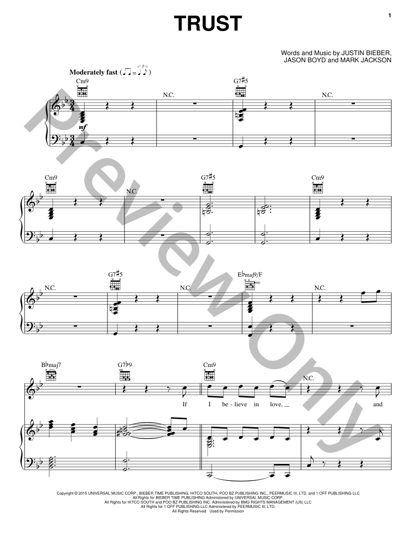 Trust P/V/G Sheet Music | J.W. Pepper