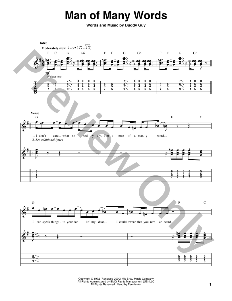 Man Of Many Words Guitar/Fretted Sheet Music | J.W. Pepper