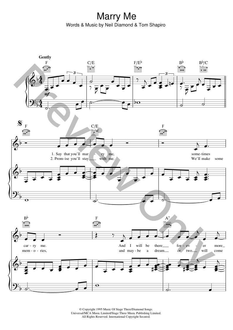 Marry Me P/V/G Sheet Music | J.W. Pepper