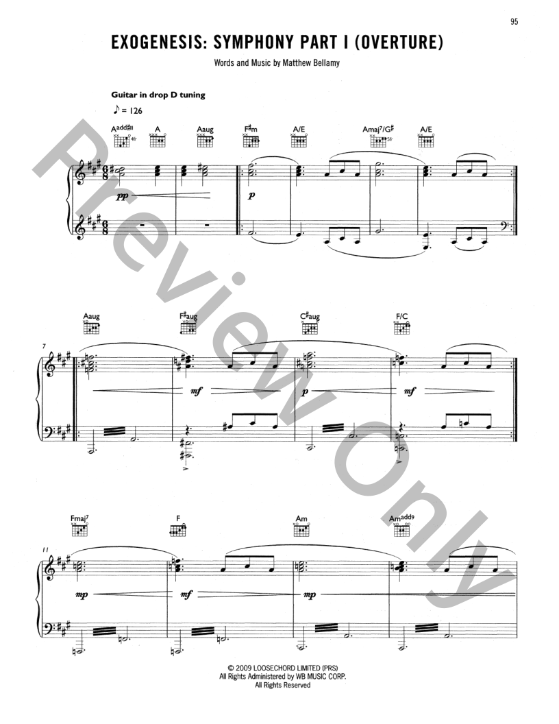 Exogenesis: Symphony Part I (Overture) Guitar/Fretted Sheet Music | J.W ...