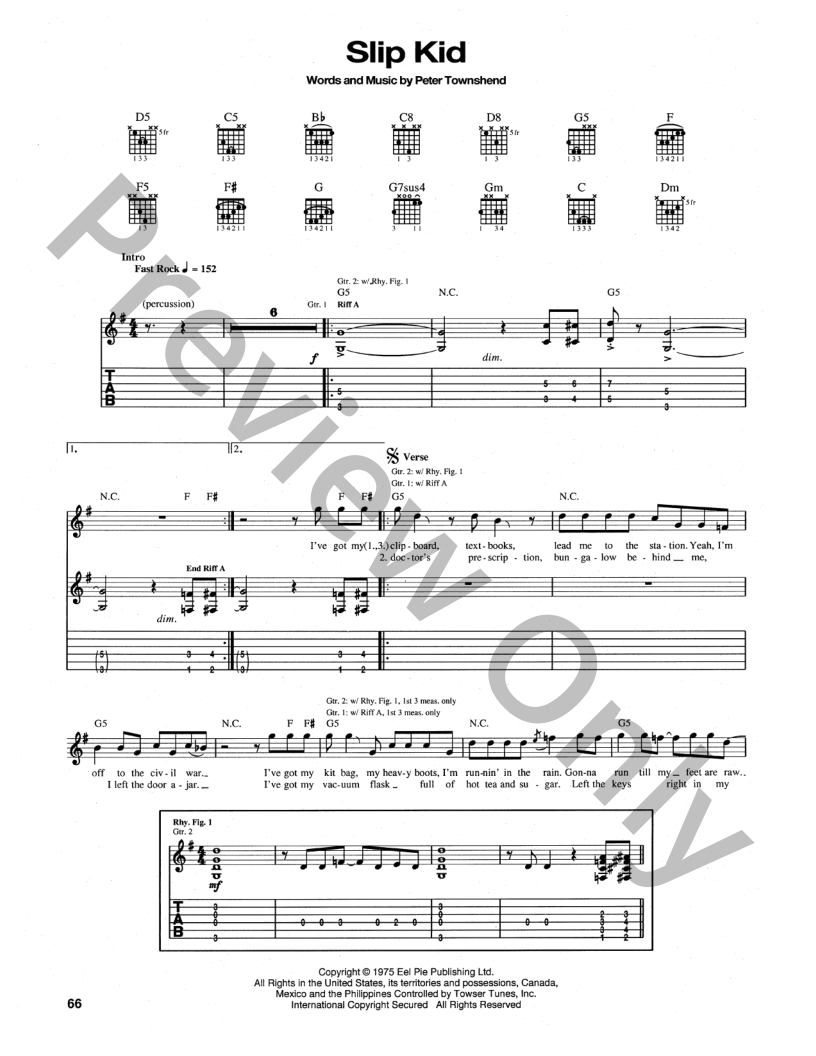 Slip Kid Guitar/Fretted Sheet Music | J.W. Pepper
