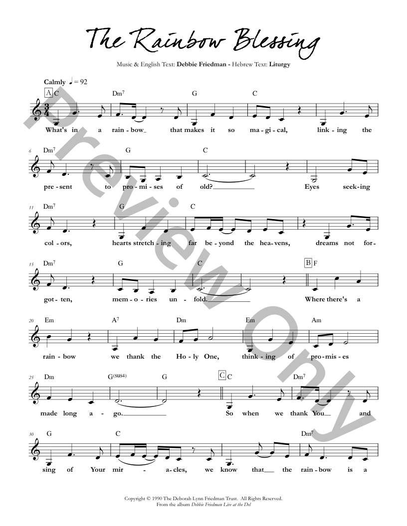 The Rainbow Blessing P/V/G Sheet Music | J.W. Pepper