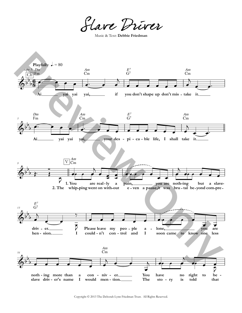 Slave Driver P/V/G Sheet Music | J.W. Pepper