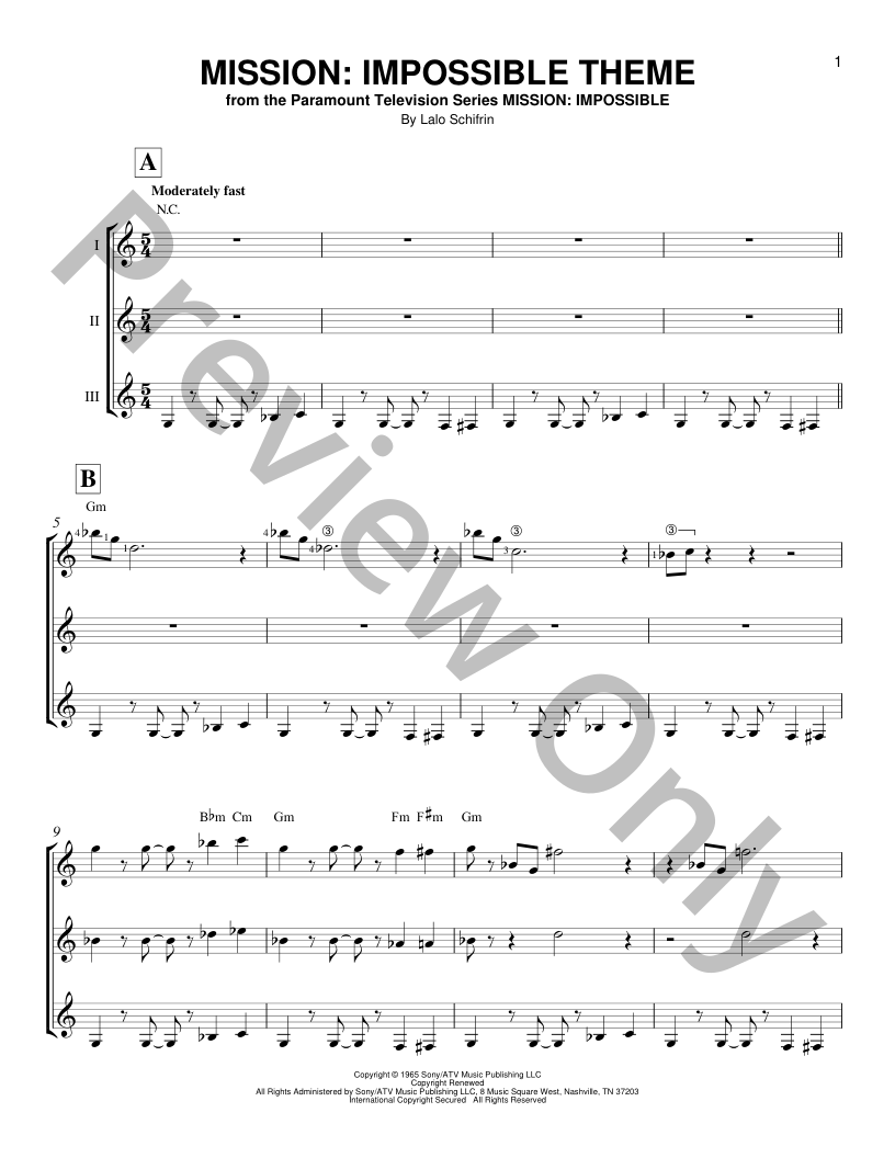 Mission: Impossible Theme Guitar/Fretted Sheet Music | J.W. Pepper