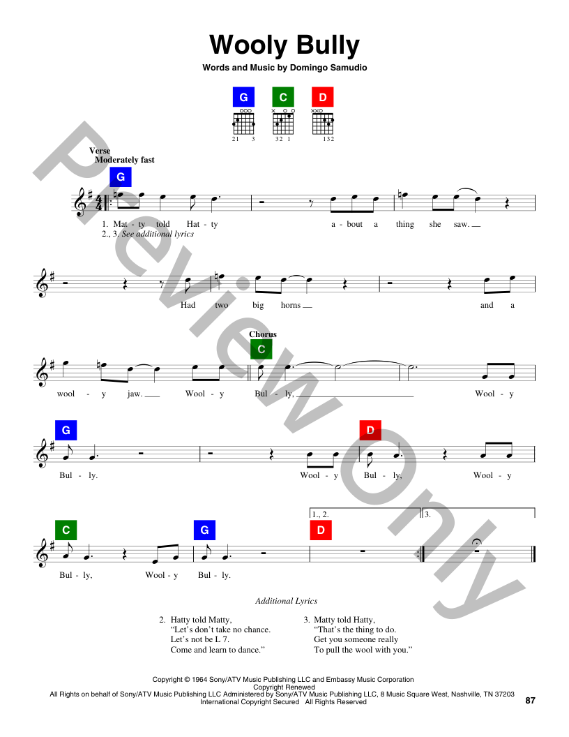 Wooly Bully Guitar/Fretted Sheet Music | J.W. Pepper