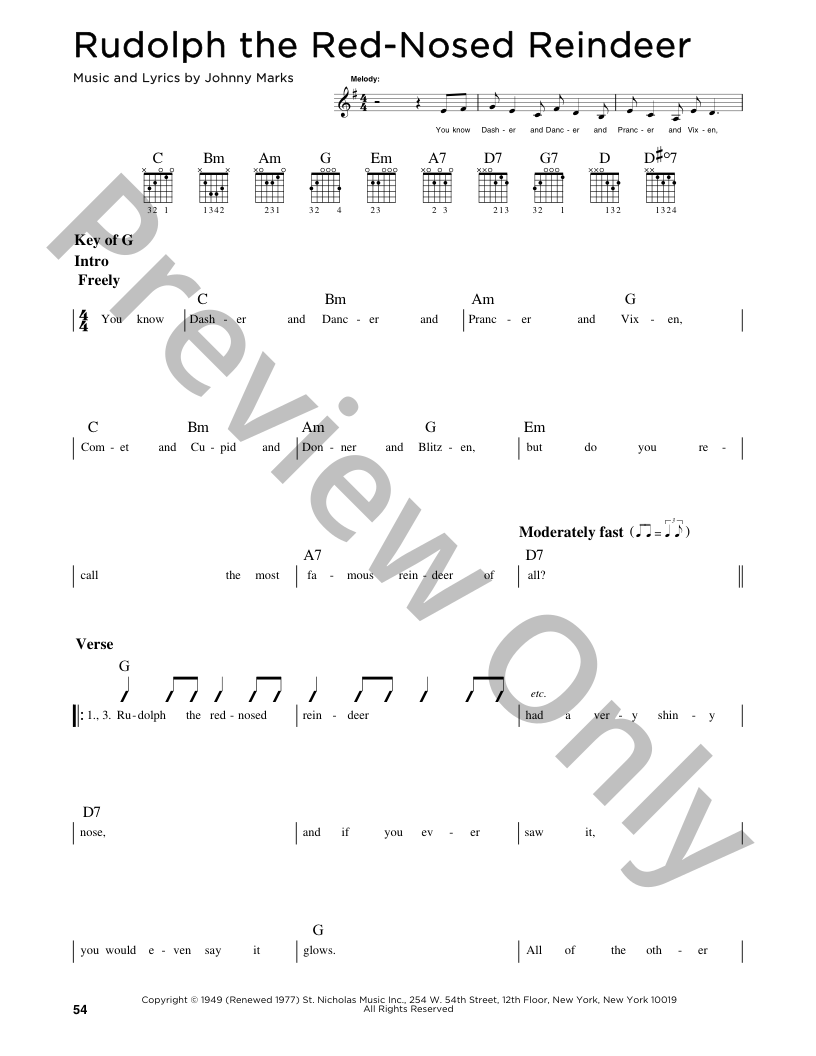 Rudolph The Red Nosed Reindeer Guitar/Fretted Sheet Music | J.W. Pepper