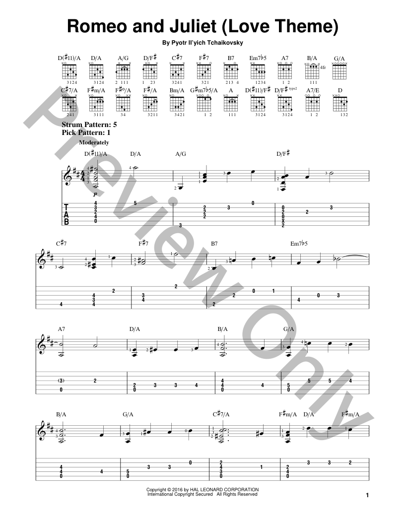 Romeo and Juliet (Love Theme) Guitar/Fretted Sheet Music | J.W. Pepper
