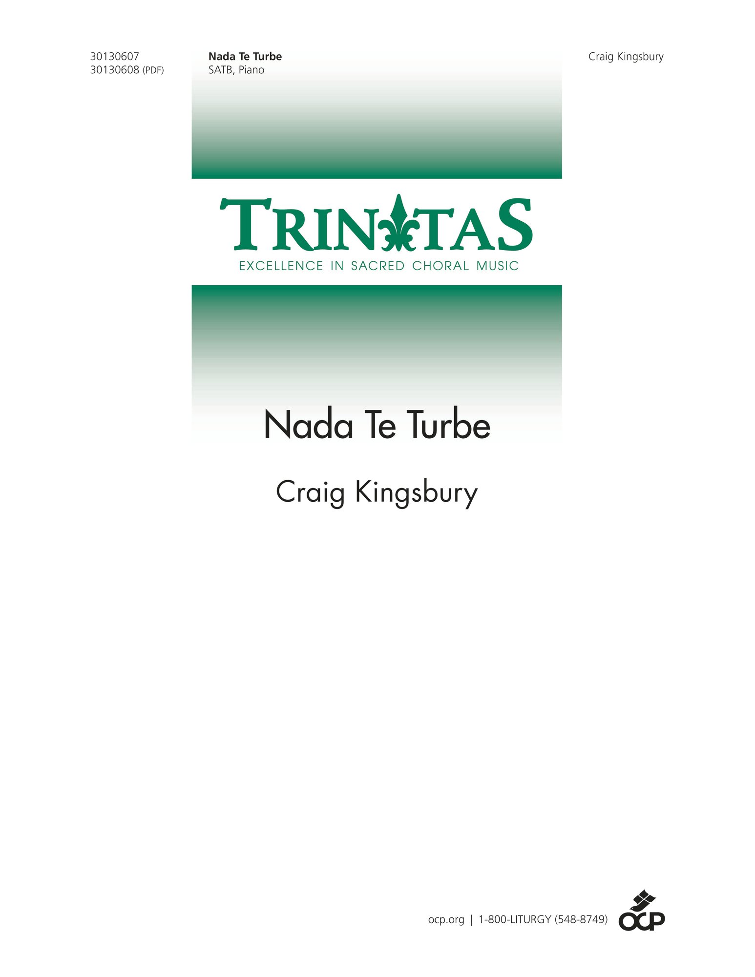 Nada Te Turbe Choral Sheet Music | J.W. Pepper