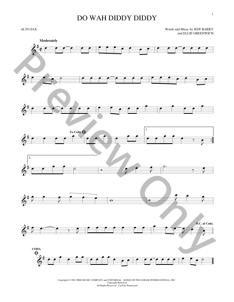 Do Wah Diddy Diddy Sheet Music | J.W. Pepper