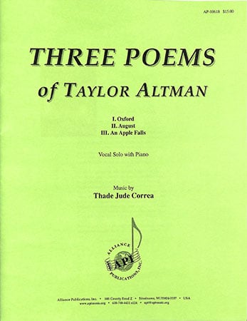 Three Poems of Taylor Altman Vocal Sheet Music | J.W. Pepper
