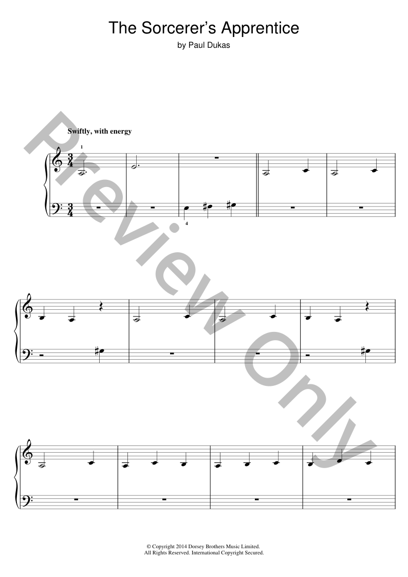 The Sorcerer's Apprentice Easy Piano Sheet Music | J.W. Pepper