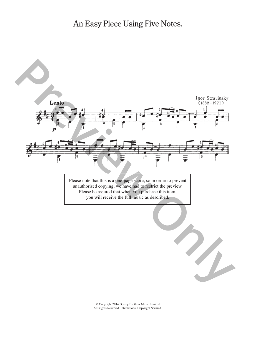 An Easy Piece Using Five Notes Guitar/Fretted Sheet Music | J.W. Pepper