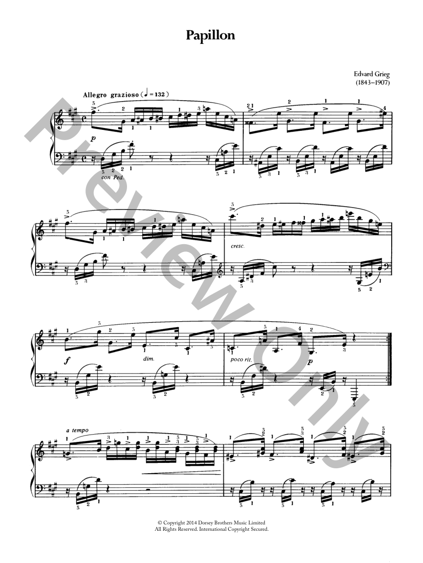 Papillon Piano Sheet Music | J.W. Pepper