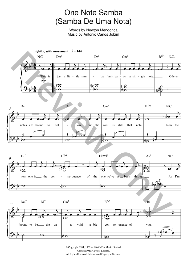 One Note Samba | J.W. Pepper