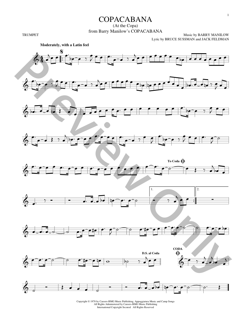 Copacabana Sheet Music | J.W. Pepper