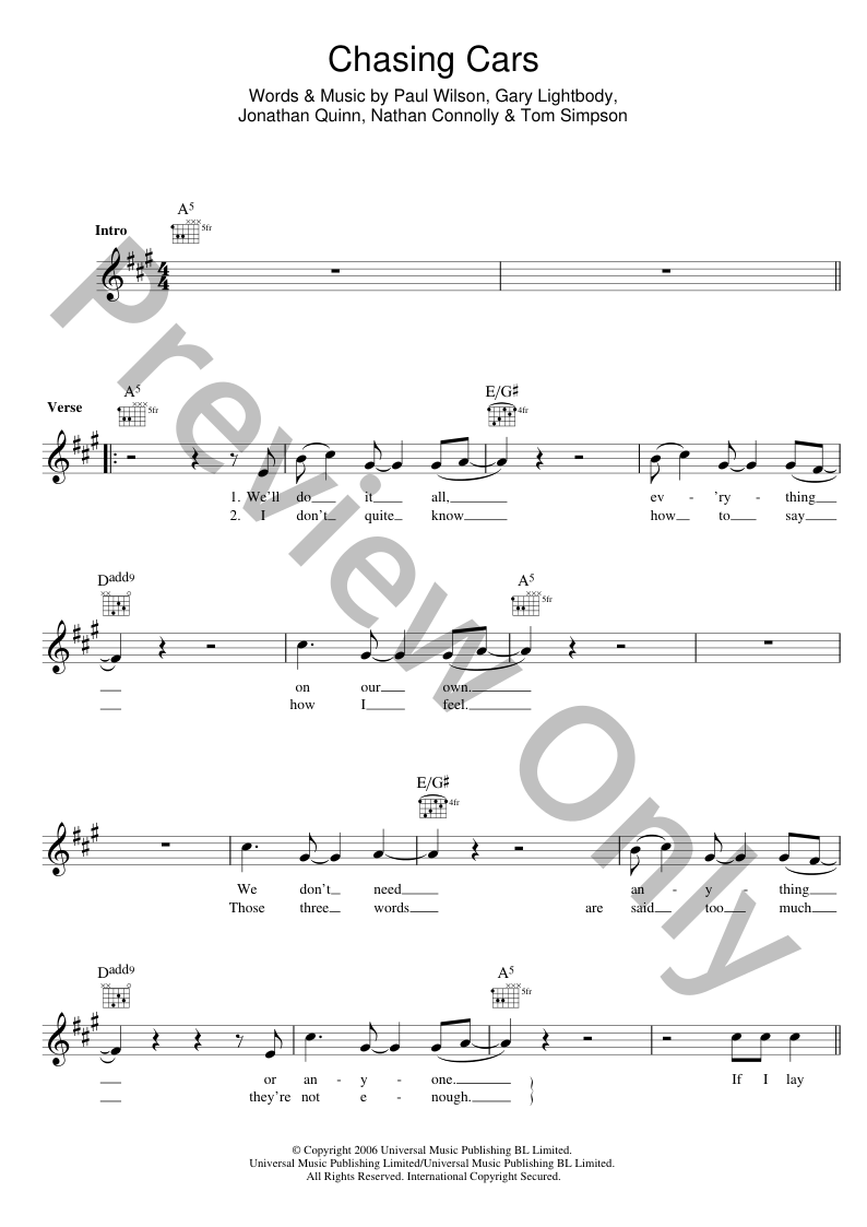 Chasing Cars | J.W. Pepper