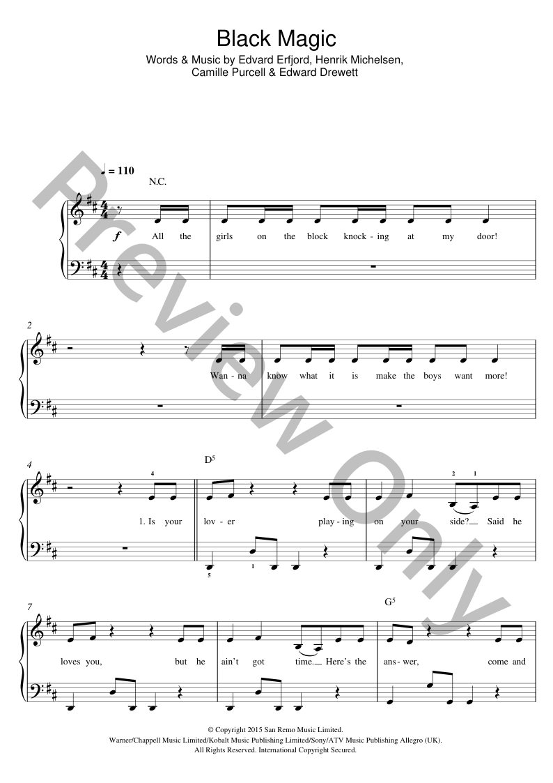 Black Magic P/V/G Sheet Music | J.W. Pepper