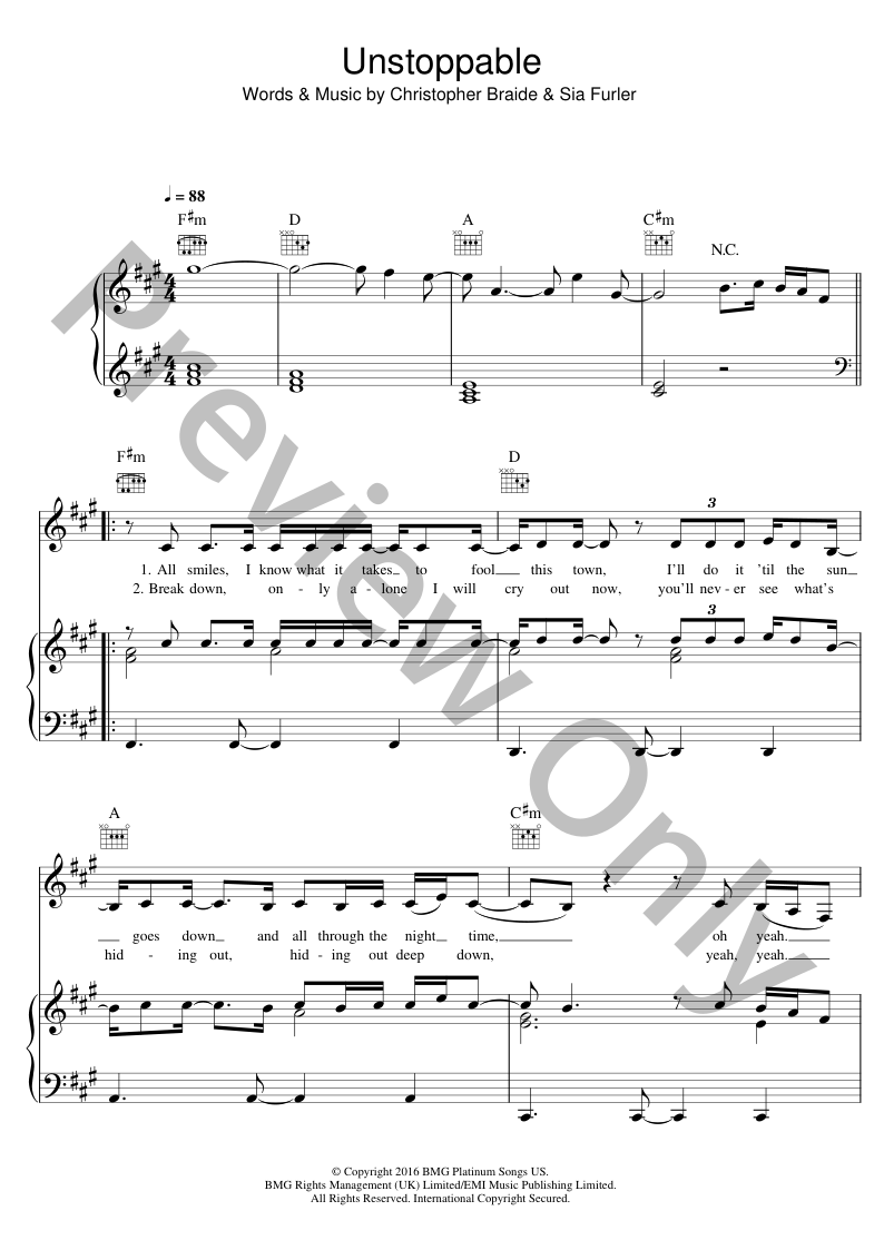 Unstoppable P/V/G Sheet Music | J.W. Pepper