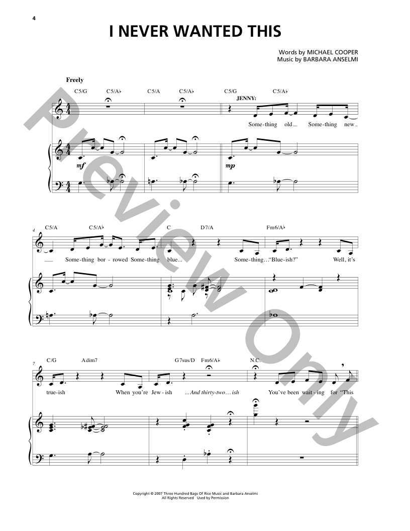 I Never Wanted This P/V/G Sheet Music | J.W. Pepper