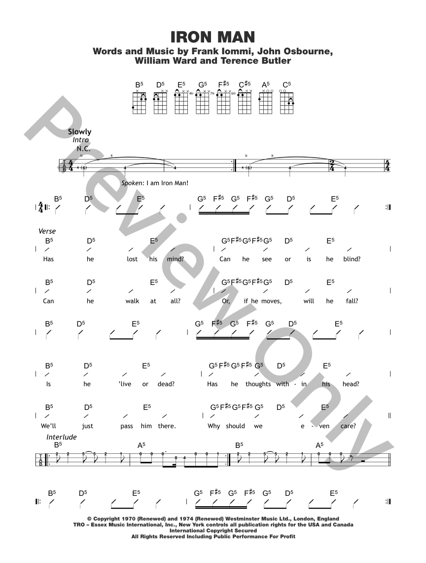 Iron Man Guitar/Fretted Sheet Music | J.W. Pepper