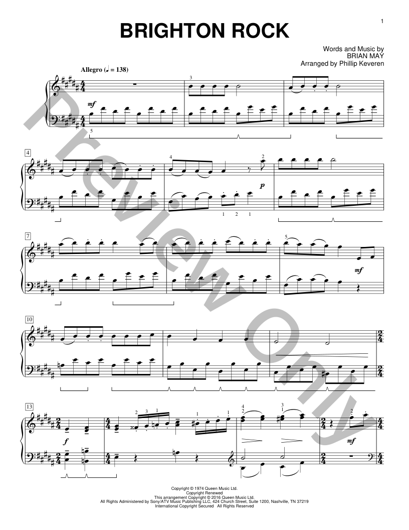 Brighton Rock Piano Sheet Music | J.W. Pepper