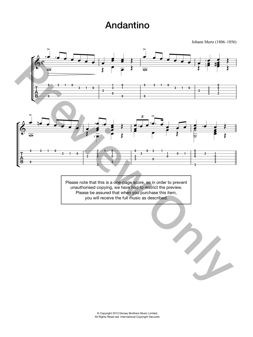 Andantino Guitar/Fretted Sheet Music | J.W. Pepper