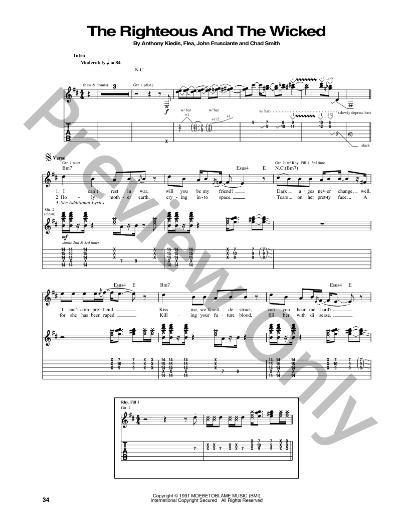 The Righteous And The Wicked Guitar/Fretted Sheet Music | J.W. Pepper