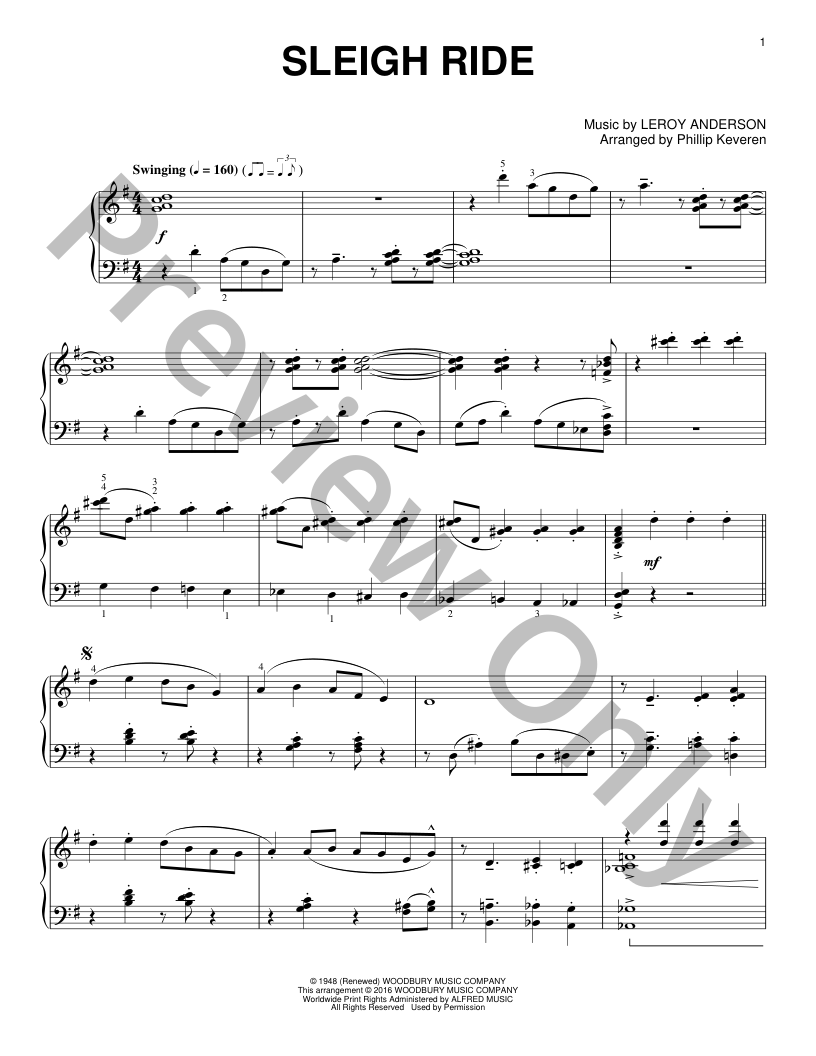 Sleigh Ride Piano Sheet Music | J.W. Pepper