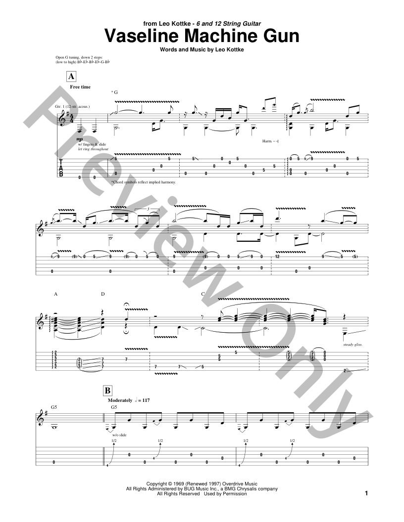 Vaseline Machine Gun Guitar/Fretted Sheet Music | J.W. Pepper