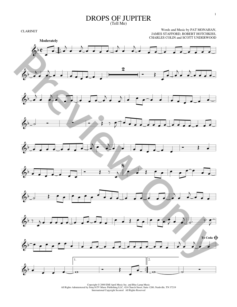 Drops Of Jupiter (Tell Me) Sheet Music | J.W. Pepper