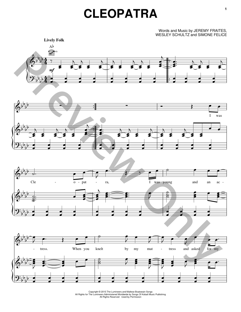 Cleopatra P/V/G Sheet Music | J.W. Pepper