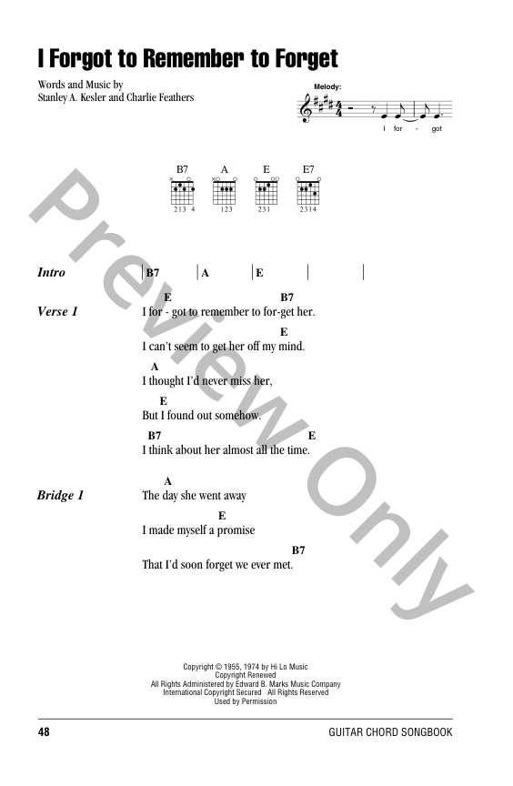 I Forgot To Remember To Forget | J.W. Pepper