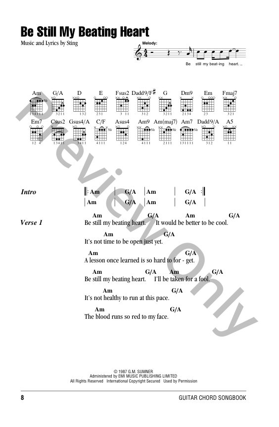 Be Still My Beating Heart Guitar/Fretted Sheet Music | J.W. Pepper