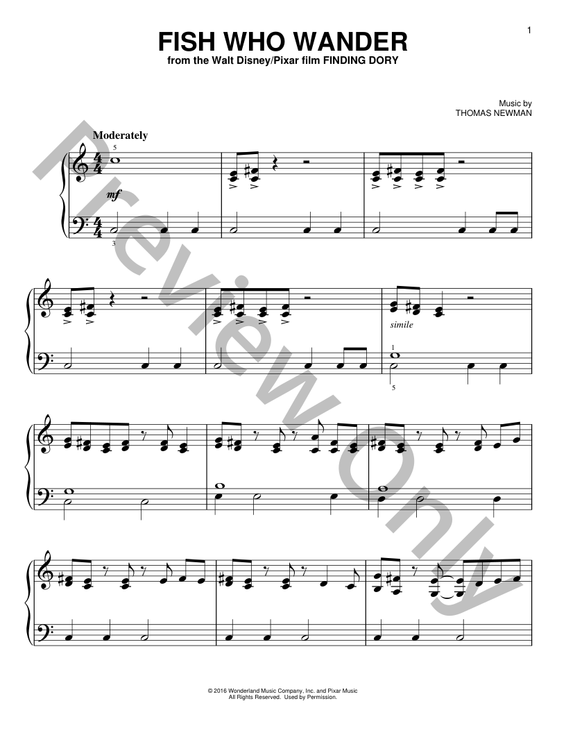 Fish Who Wander Easy Piano Sheet Music | J.W. Pepper