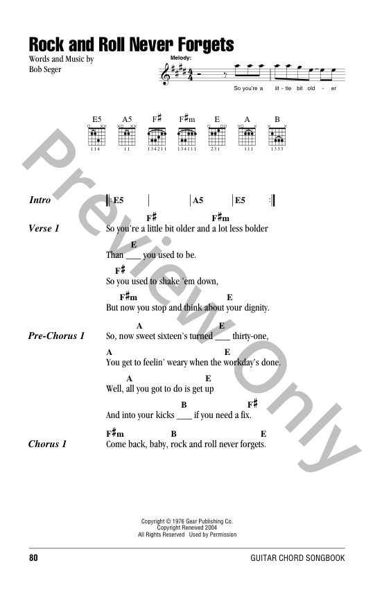 Rock And Roll Never Forgets Guitar/Fretted Sheet Music | J.W. Pepper