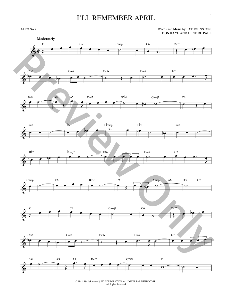 I'll Remember April Sheet Music | J.W. Pepper