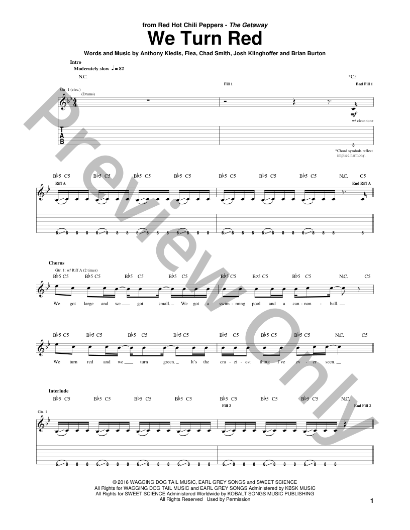 We Turn Red Guitar/Fretted Sheet Music | J.W. Pepper