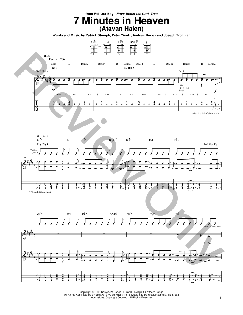 7 Minutes In Heaven (Atavan Halen) Guitar/Fretted Sheet Music | J.W. Pepper
