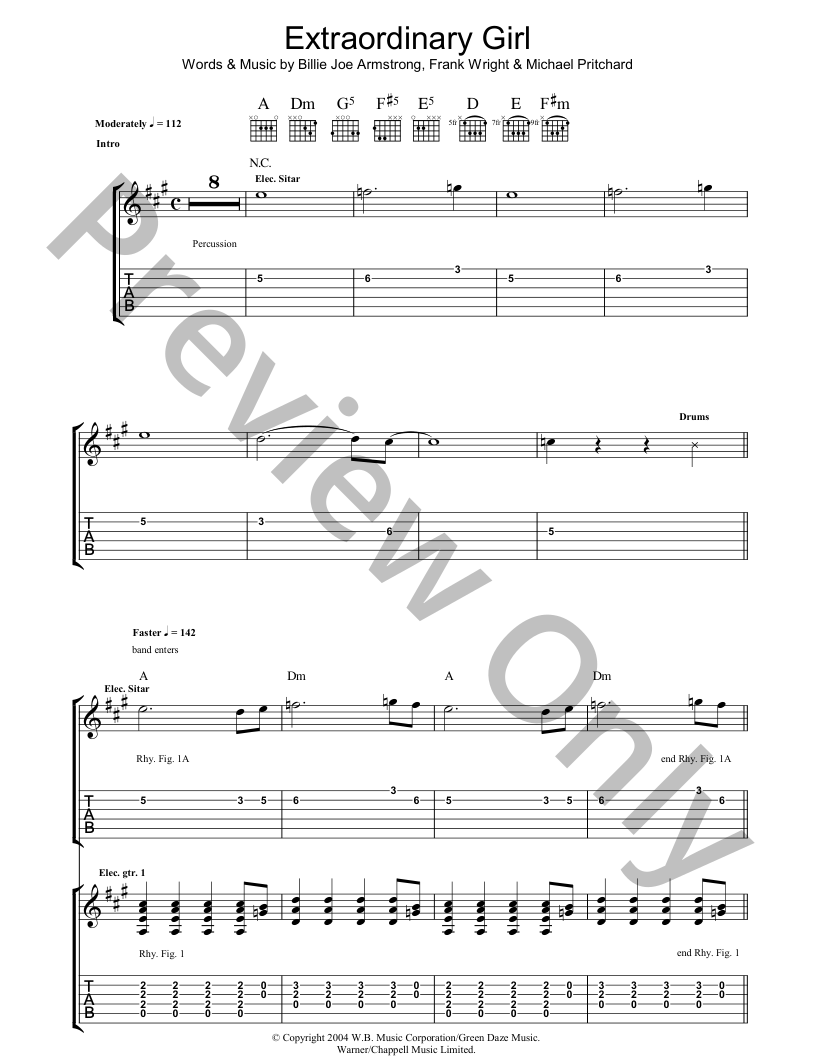 Extraordinary Girl Guitar/Fretted Sheet Music | J.W. Pepper
