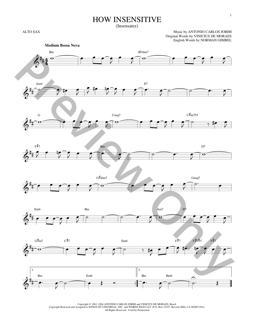 How Insensitive Sheet Music | J.W. Pepper