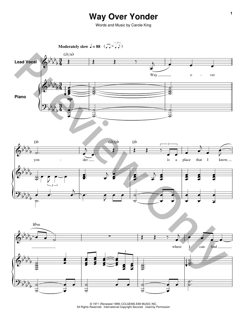 Way Over Yonder Piano Sheet Music | J.W. Pepper