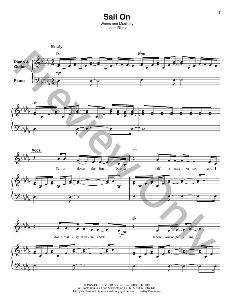 Sail On Piano Sheet Music | J.W. Pepper