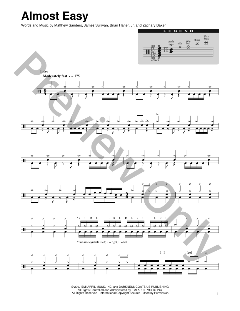Almost Easy Sheet Music | J.W. Pepper